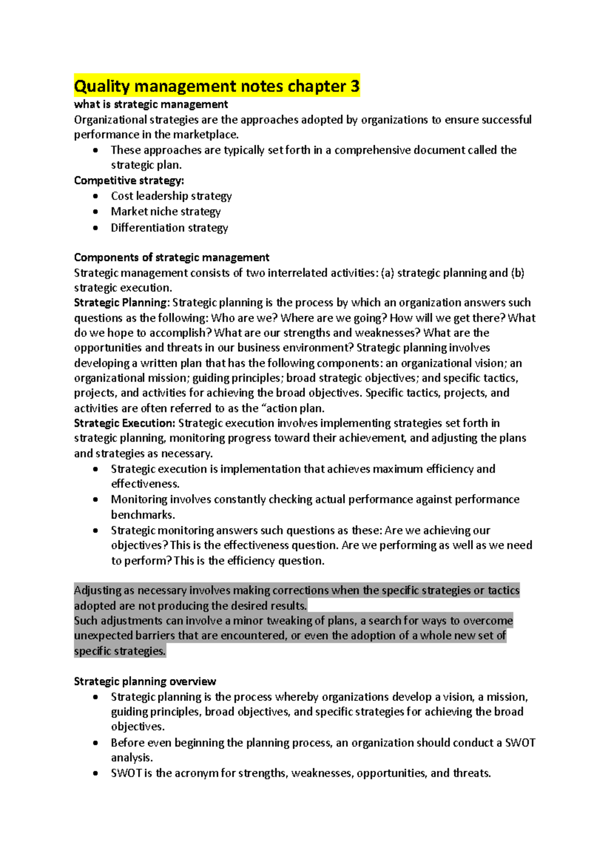 Qm chapter 33 - management - Quality management notes chapter 3 what is ...