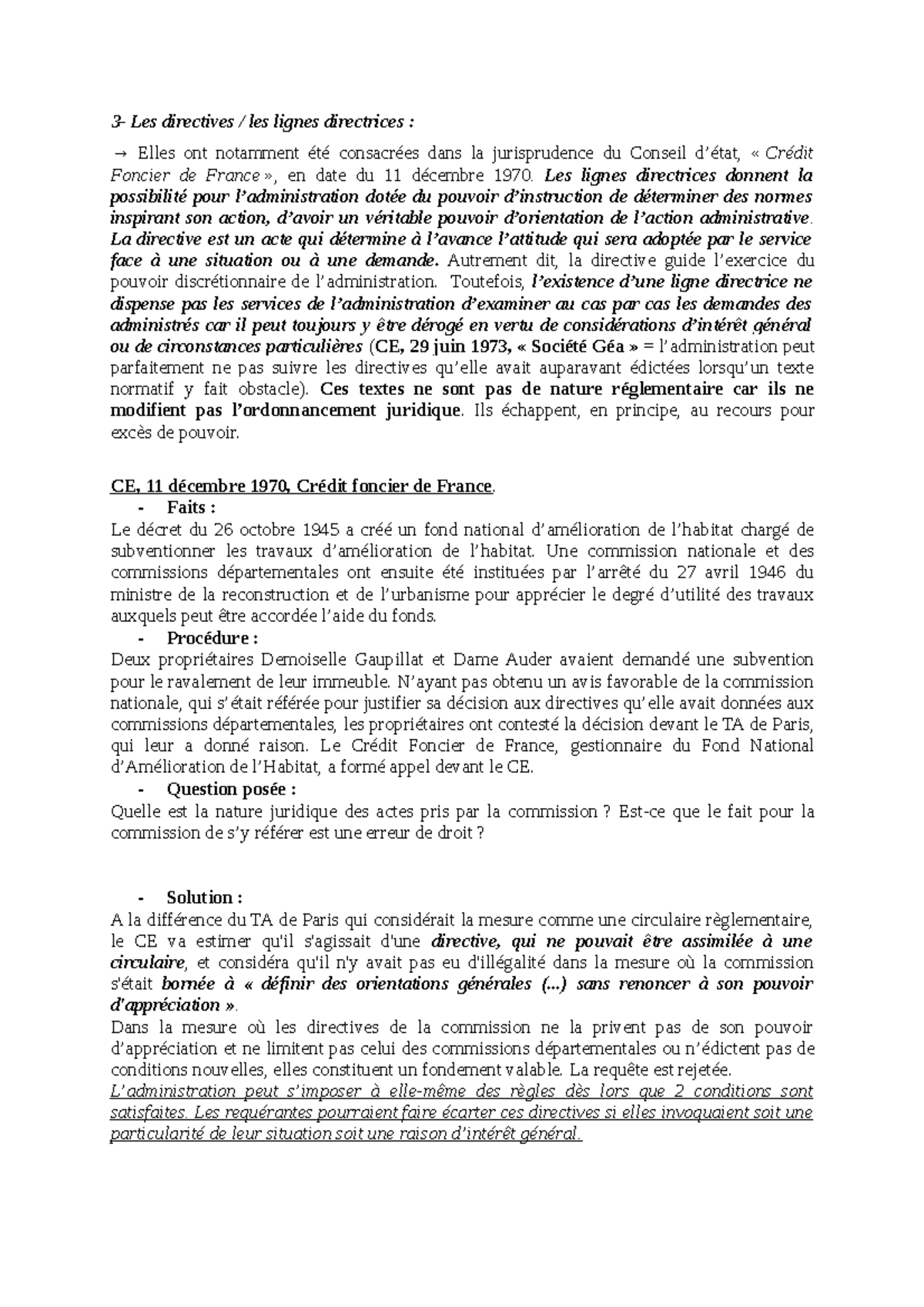 TD1 - Les Acte administratif unilatéral - 3- Les directives / les ...