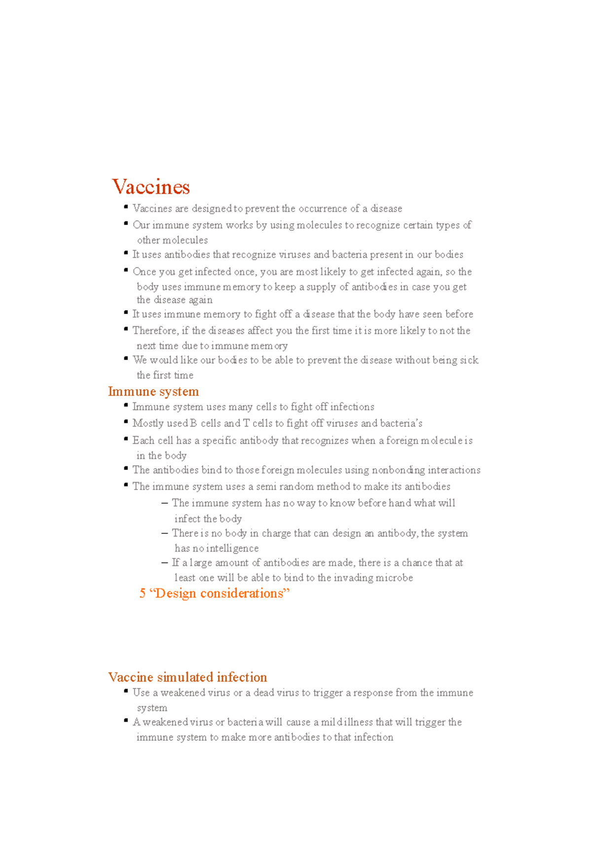 Vaccines - summary - Vaccines • Vaccines are designed to prevent the ...