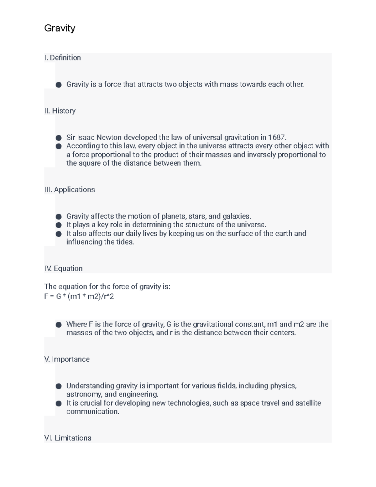 Riverside city college gravity - Gravity I. Definition Gravity is a ...