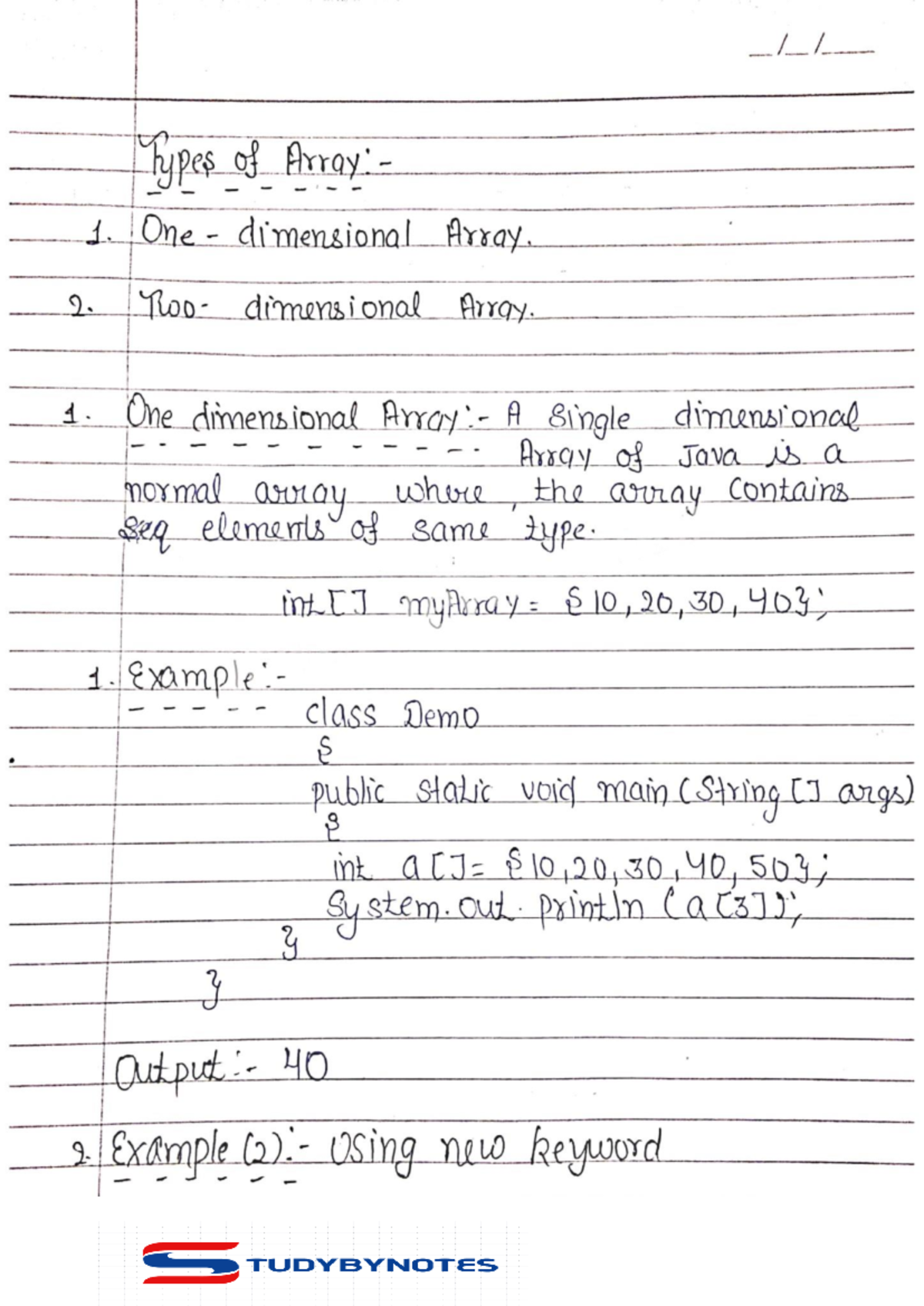 Types Of Array Java Arrays Types Of 1 One Dimensional Array 2 Dimensional Array 1 One 5471