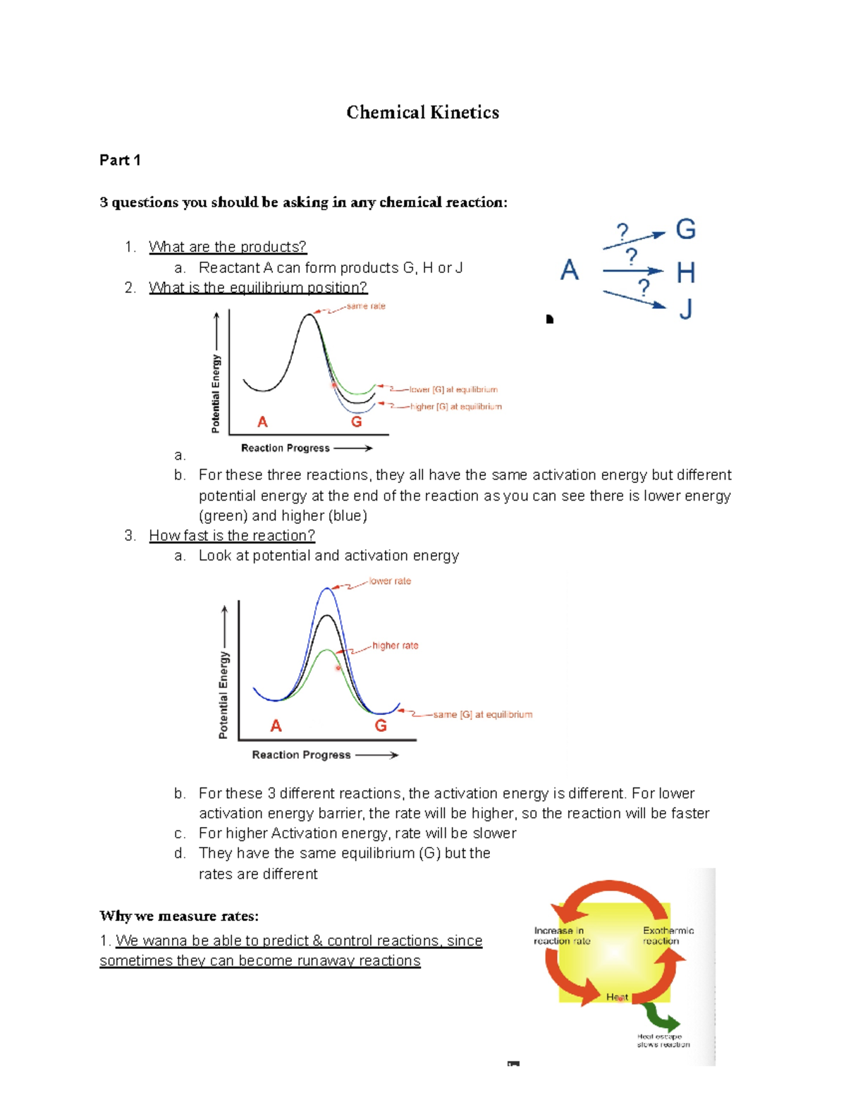 Kinetics notes for module 1 - Chemical Kinetics Part 1 3 questions you ...