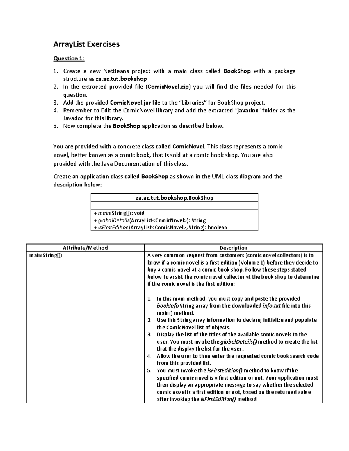 Array List Exercises Arraylist Exercises Question 1 1 Create A New Netbeans Project With A