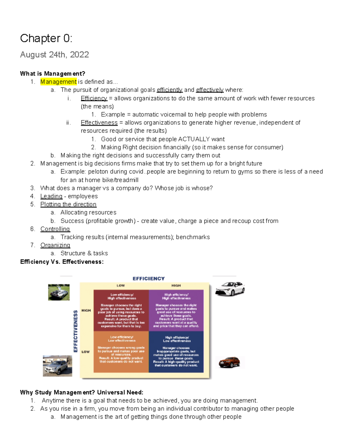 Exam 1 Notes (lecture and Smokin Notes) - Chapter 0: August 24th, 2022 ...