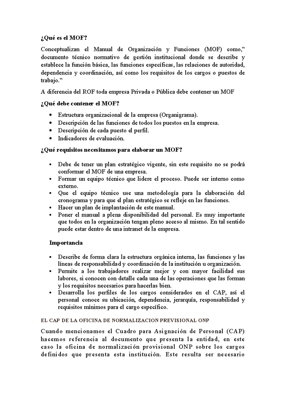 Qué es el MOF - Descripción del mof - ¿Qué es el MOF? Conceptualizan el Manual de Organización y ...