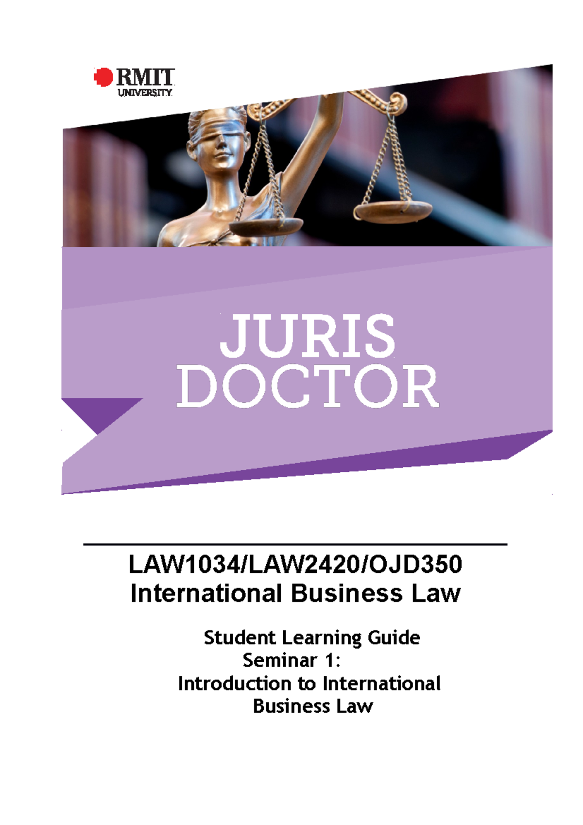 Sem 1 Intro - learning guide - LAW1034/LAW2420/OJD International ...