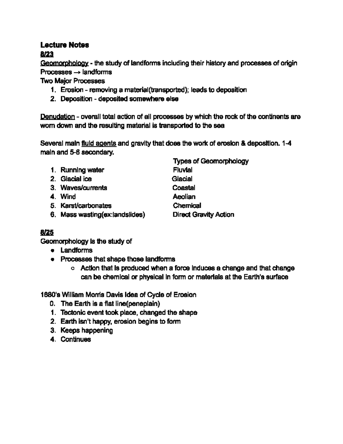 Earth Surface Processes Notes - EES:3020 - Studocu