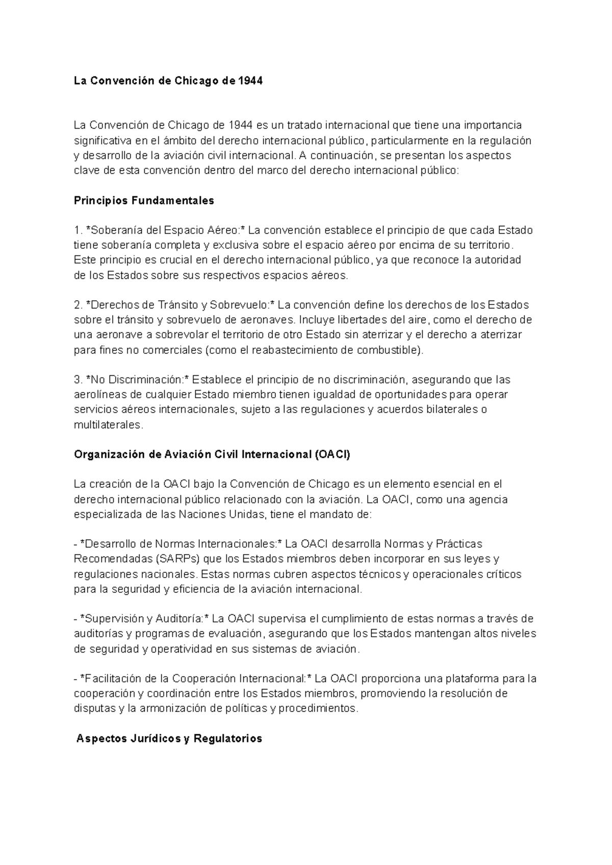 Documento sin título - apuntes - La Convención de Chicago de 1944 La ...