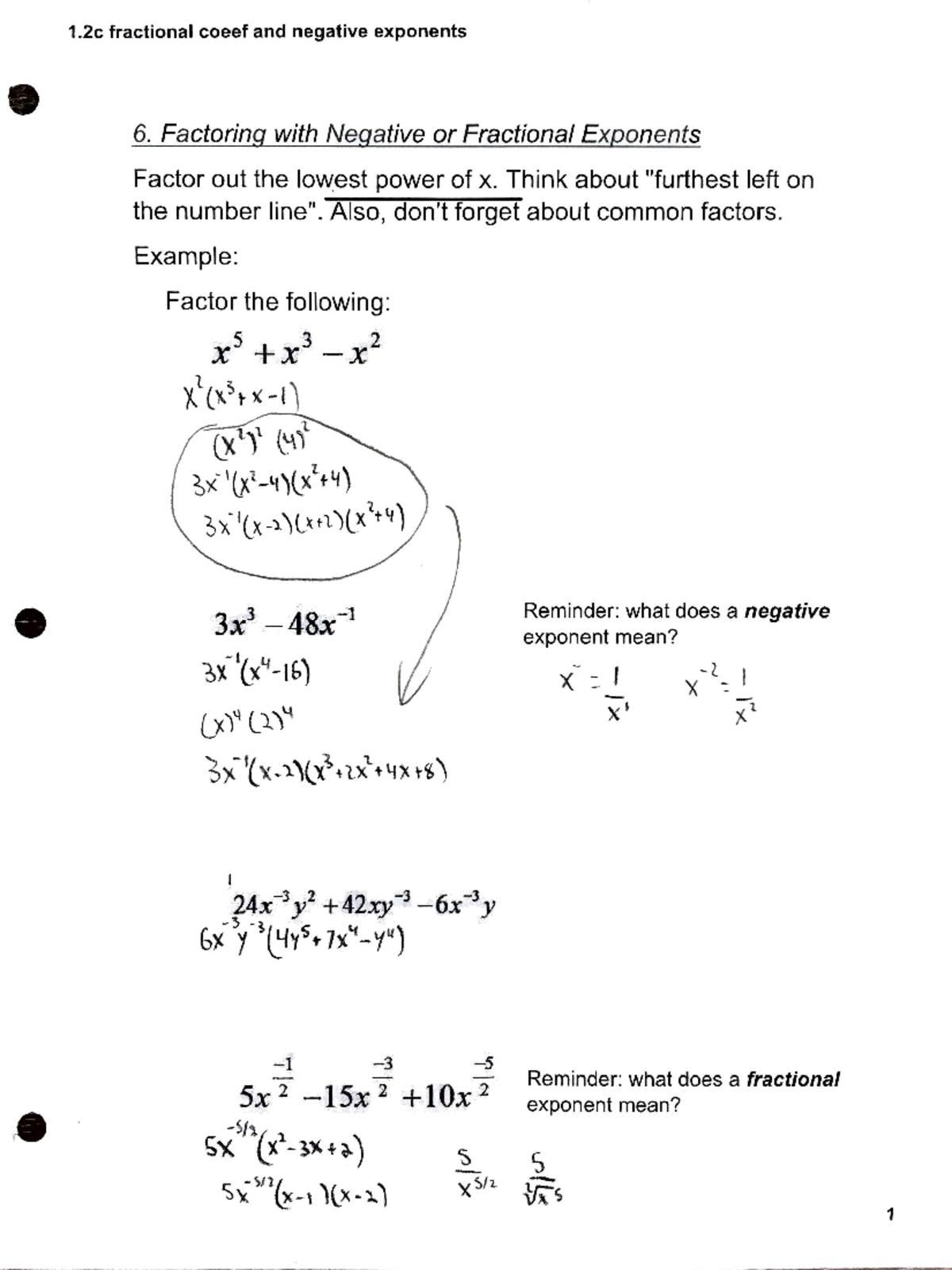 Calculus 30 factoring with fractional and negative exponents - Studocu
