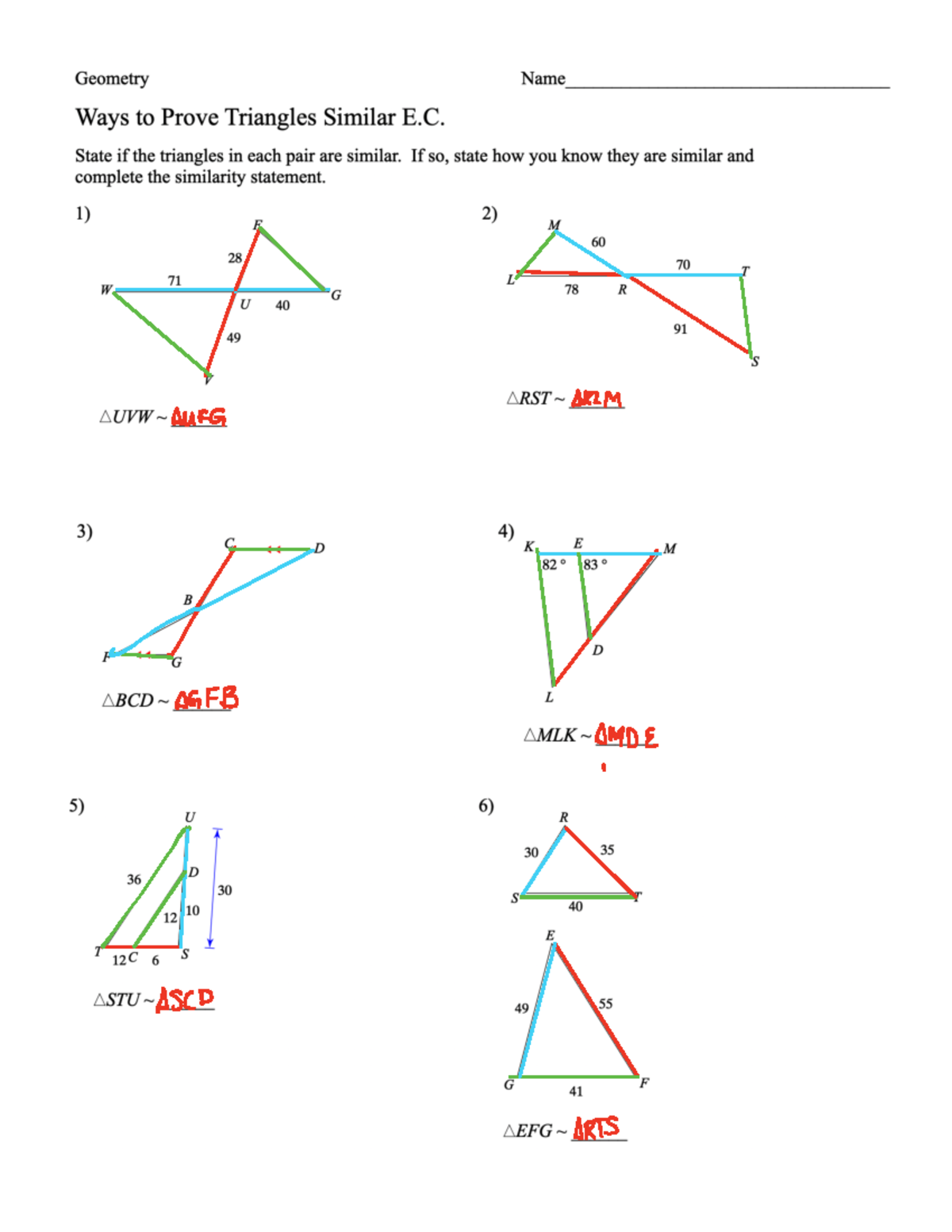 Ja'Kya Johnson - Ways to Prove Triangles Similar E.C - Studocu