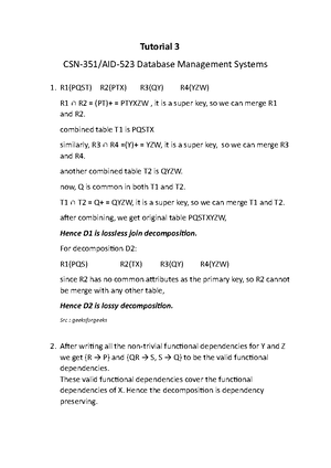 Database Management Systems Sheet number 4 - INDIAN INSTITUTE OF ...