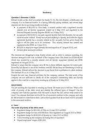 Tutorial 3 Handout - Relationship with outsiders - LAW2450 COMPANY LAW ...
