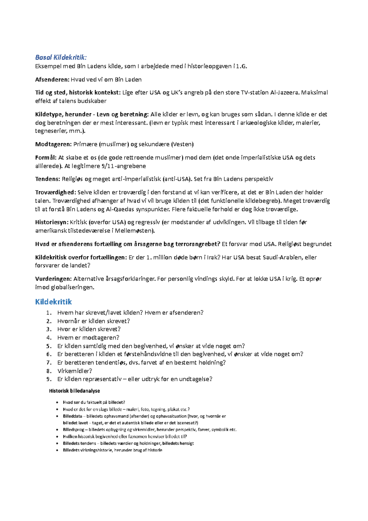 Basal Kildekritik - Basal Kildekritik: Eksempel med Bin Ladens kilde, som I arbejdede med i ...