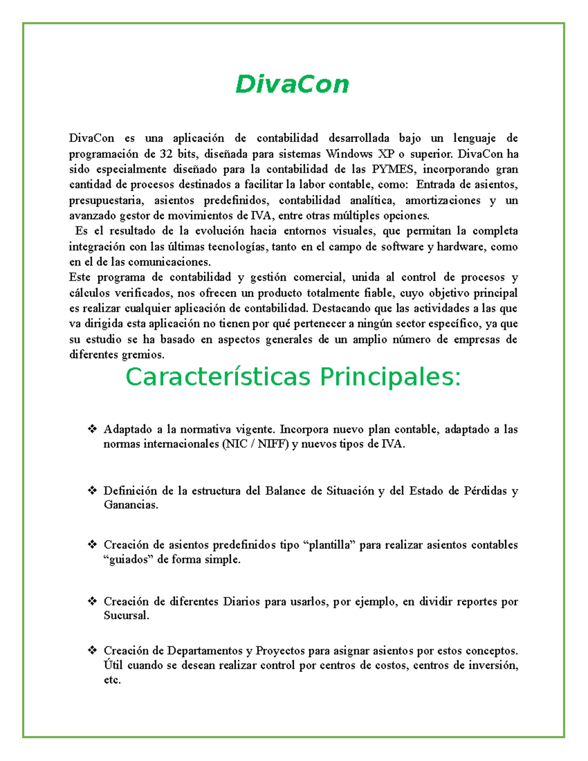 Trabajo - DivaCon DivaCon es una aplicación de contabilidad ...