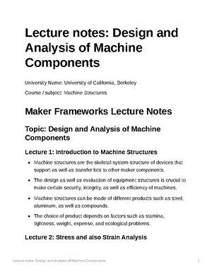Lecture notes Materials and Manufacturing Techniques for Machine ...