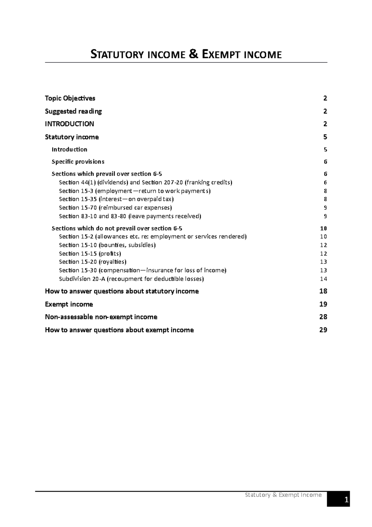 Statutory and Exempt Income Notes 2020 - Statutory & Exempt Income ...