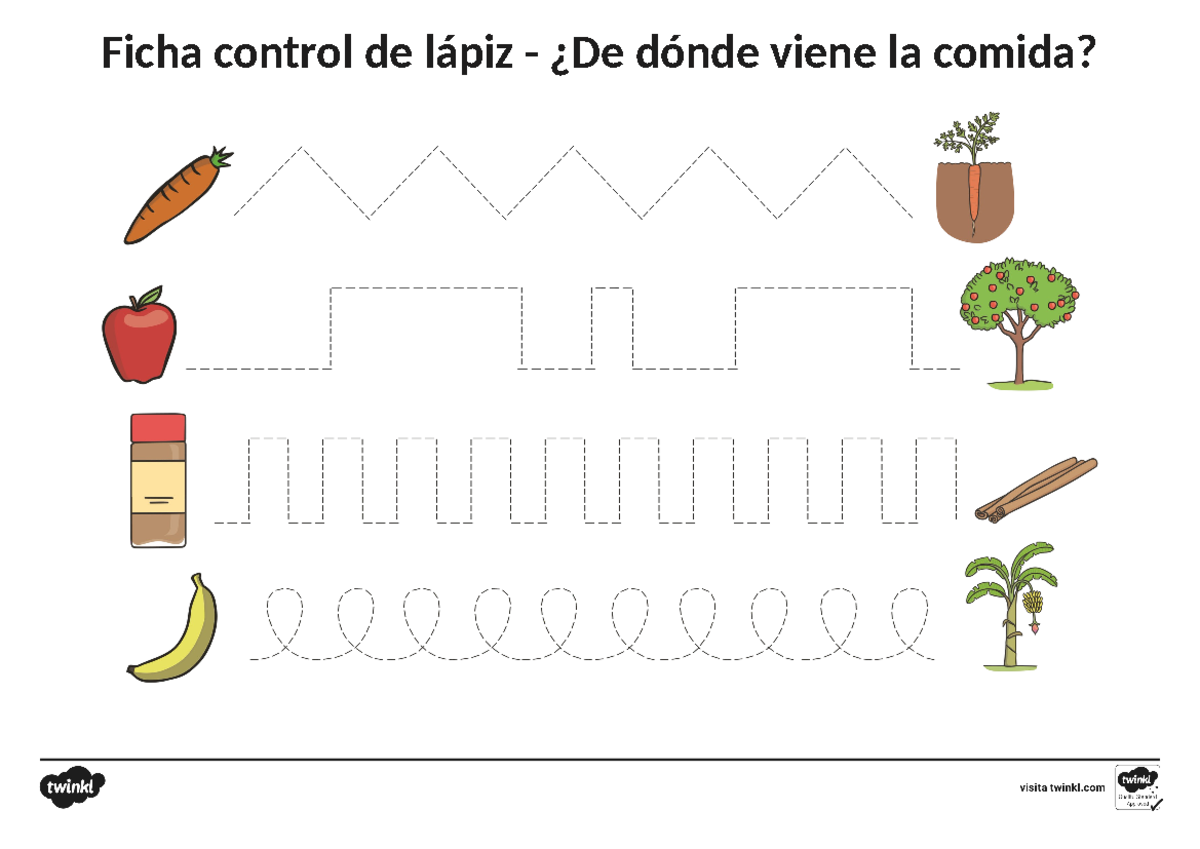 De Done Viene La Comida Fichas De Motricidad Fina Trazo - Lengua y ...