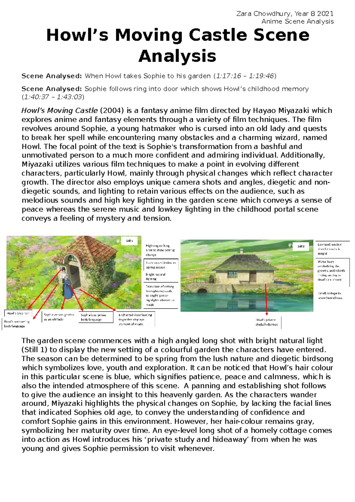 Howl's Moving Castle Scene Analysis - Zara Chowdhury, Year 8 2021 Anime ...