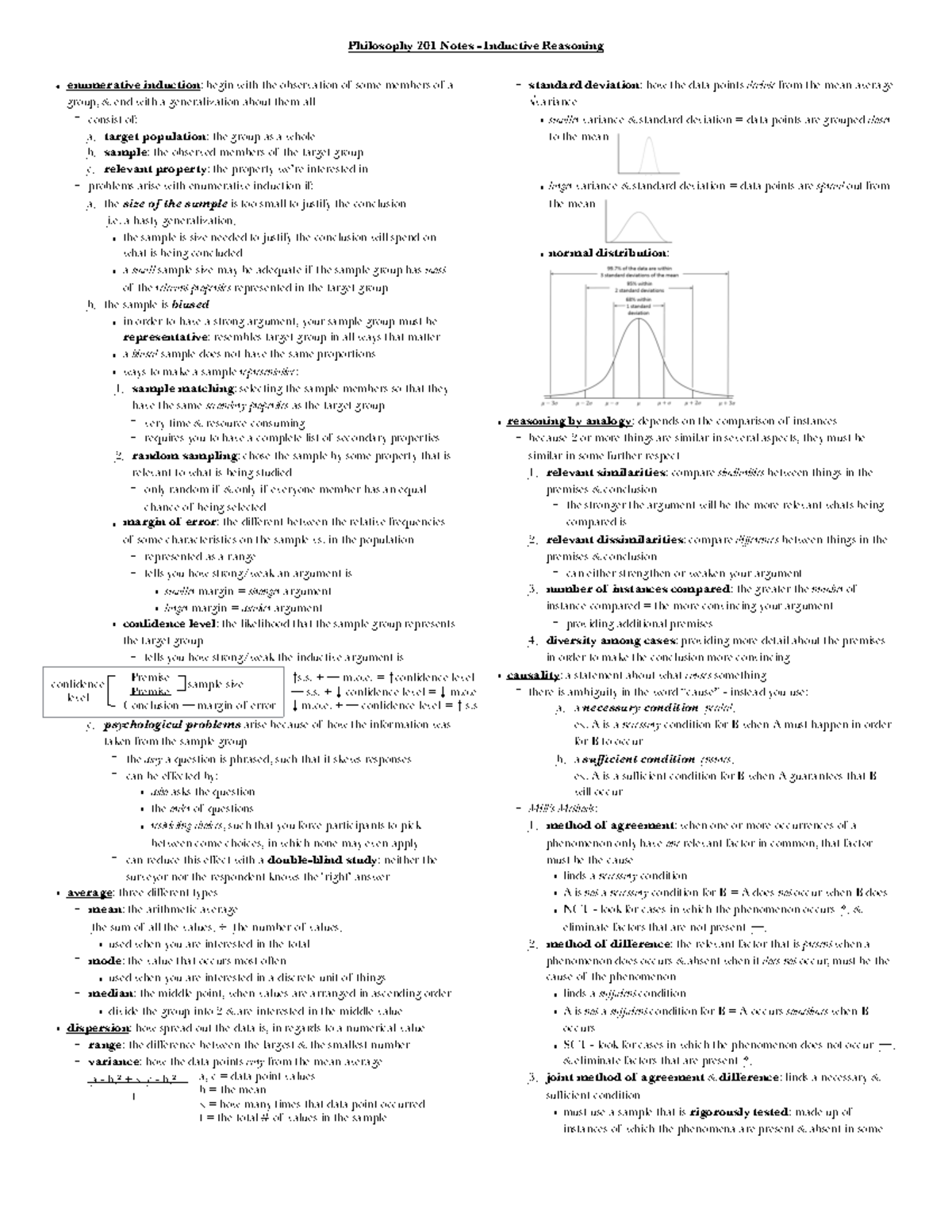 PHIL 201 Notes - Inductive Reasoning - Philosophy 201 Notes - Inductive ...