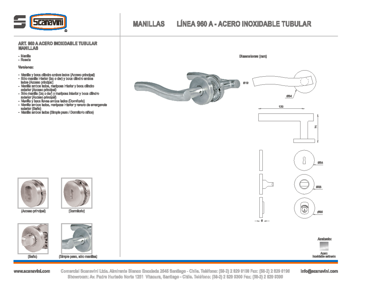 ficha tecnica de manilla de acero - UP Scanavini MANILLAS LÍNEA 960 A ...