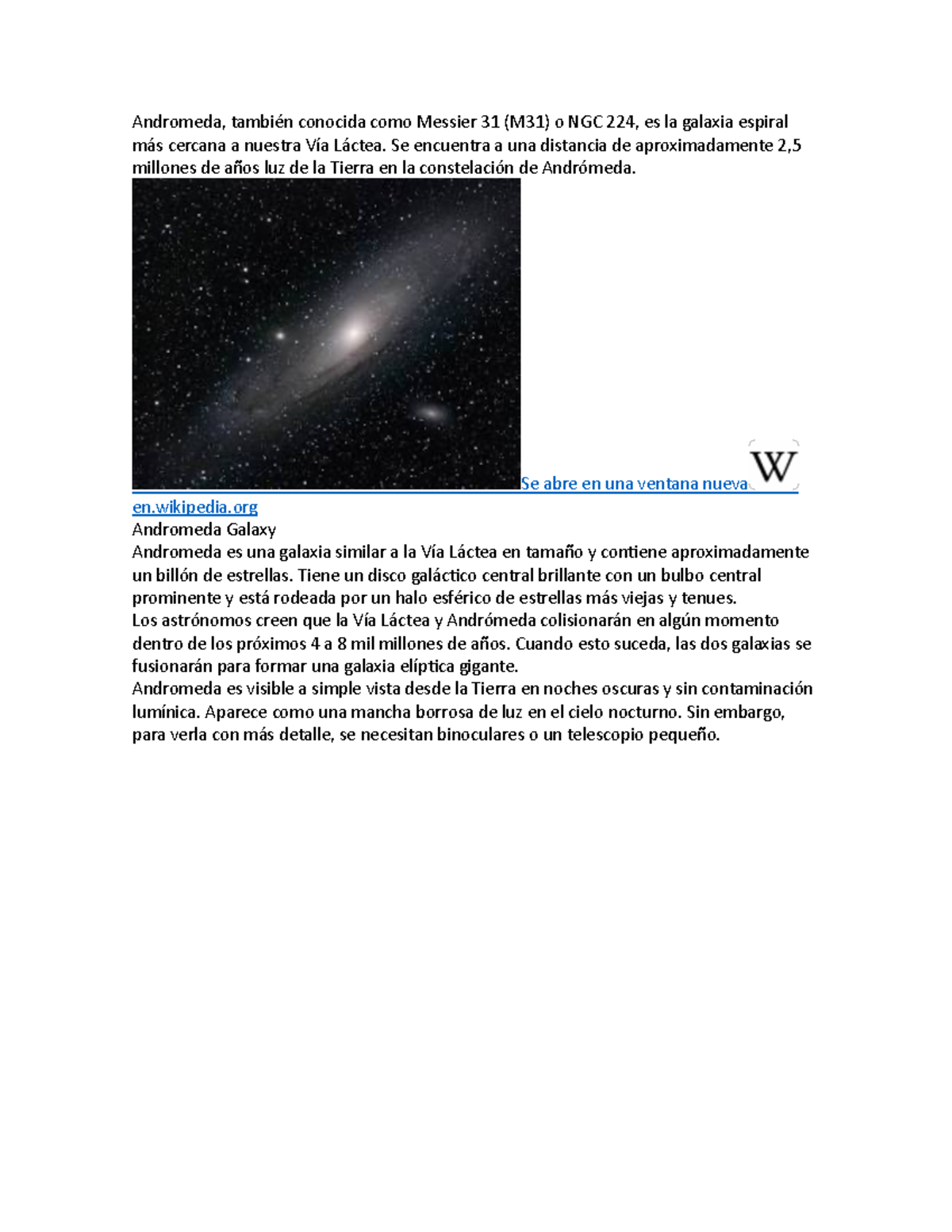 Universo Astros - Andromeda, también conocida como Messier 31 (M31) o NGC 224, es la galaxia ...
