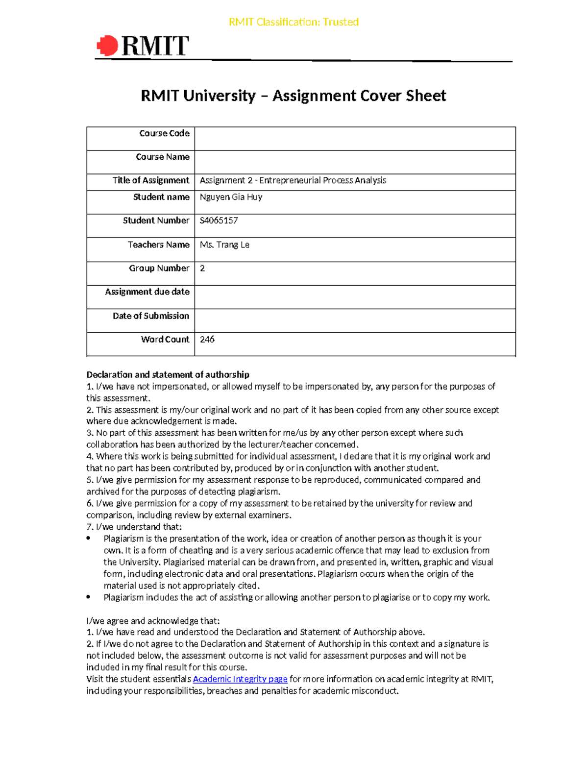SG 02 s4065157 Assignment 2-02 BUSM3299.docx -1 - RMIT University ...