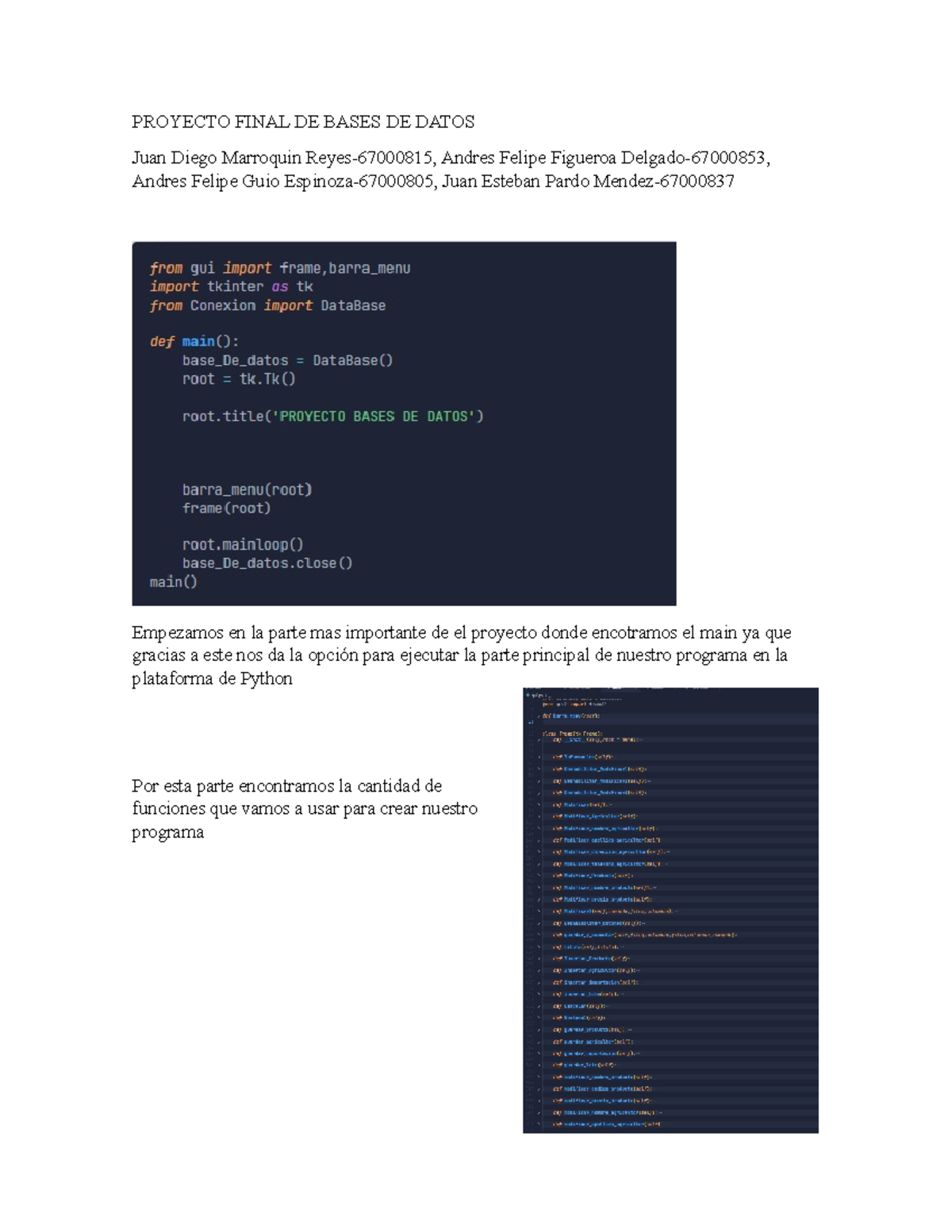 Proyecto Final DE Bases DE Datos Final - PROYECTO FINAL DE BASES DE DATOS Juan Diego Marroquin ...
