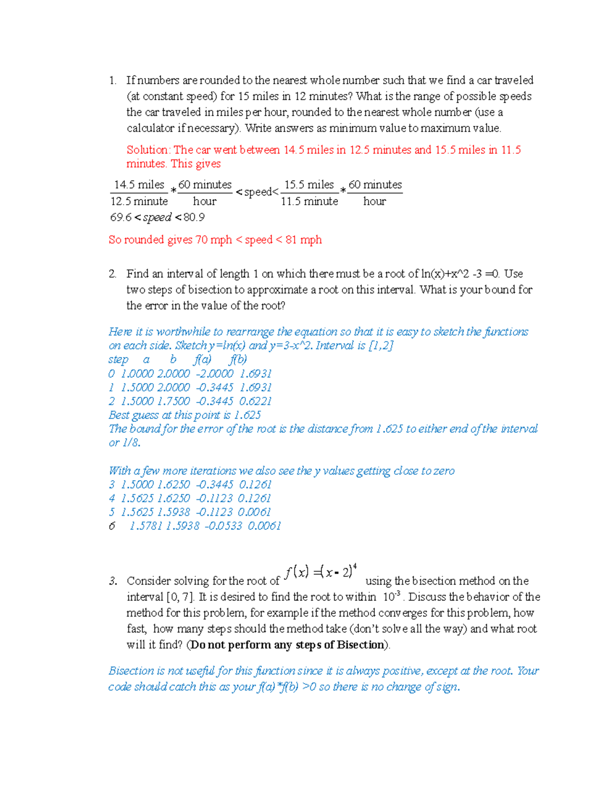 Hw1 Solutions 1 Homework Solutions 1 If Numbers Are Rounded To The Nearest Whole Number