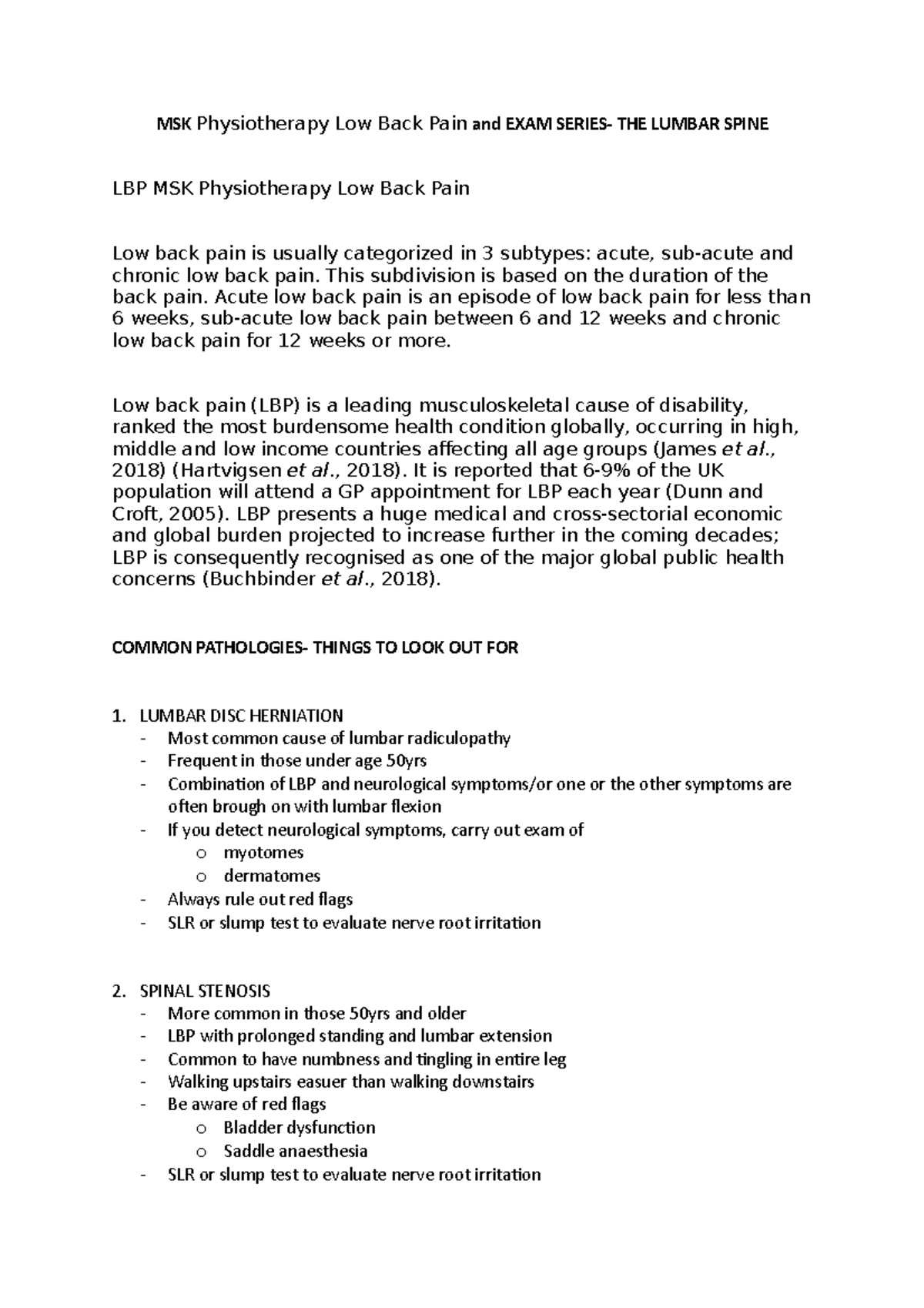 MSK Physiotherapy Low Back Pain and EXAM Series- THE Lumbar Spine - MSK ...