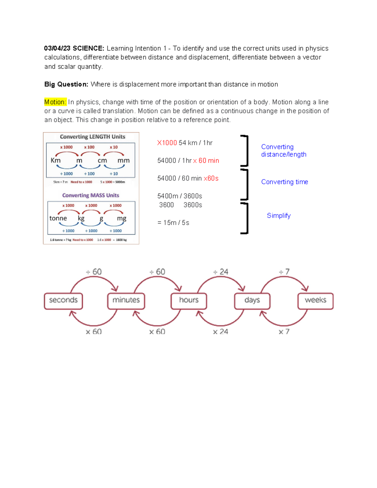 Science Physics Notes - 03/04/23 SCIENCE: Learning Intention 1 - To ...