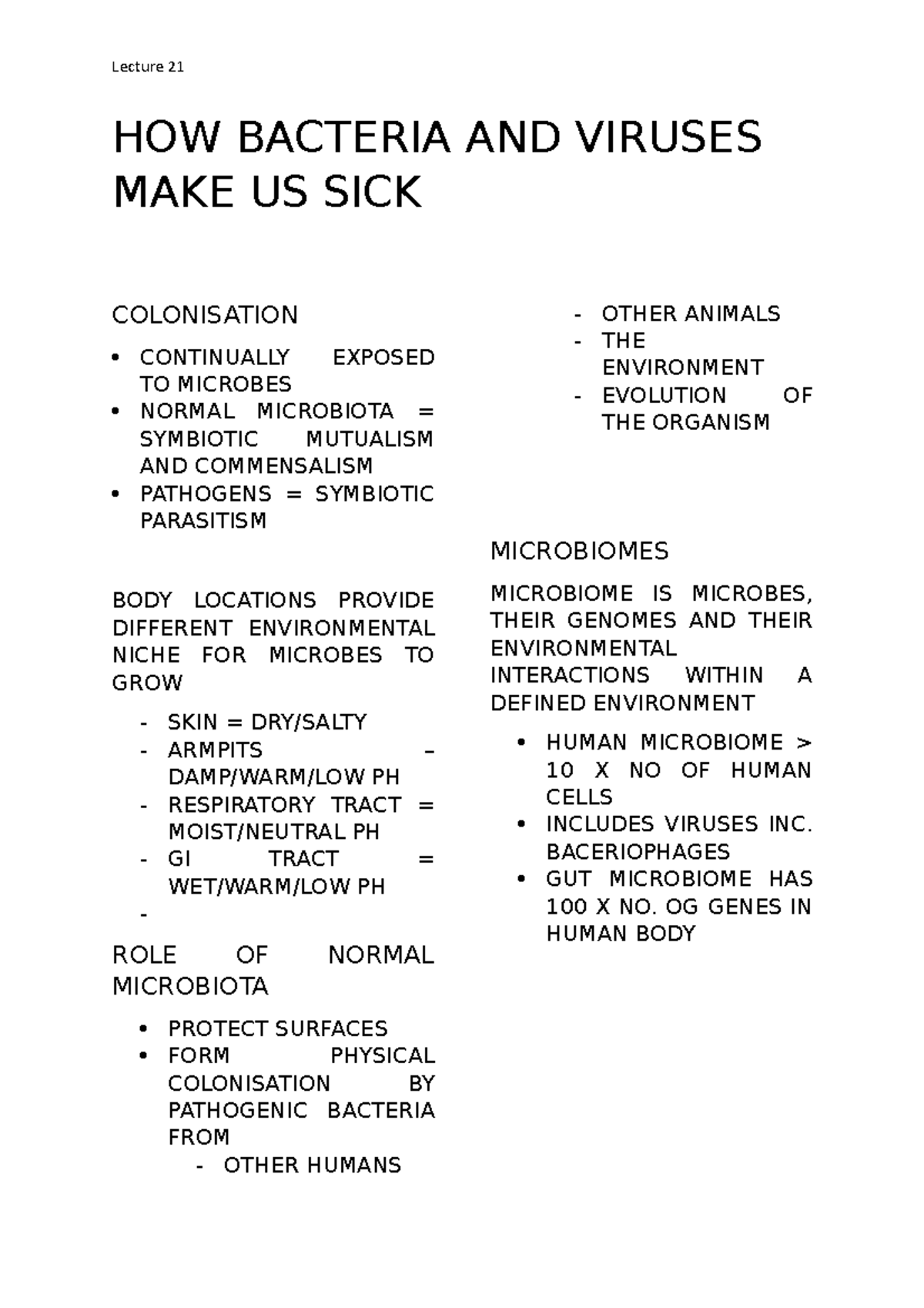 bacteria and viruses - Lecture 21 HOW BACTERIA AND VIRUSES MAKE US SICK ...