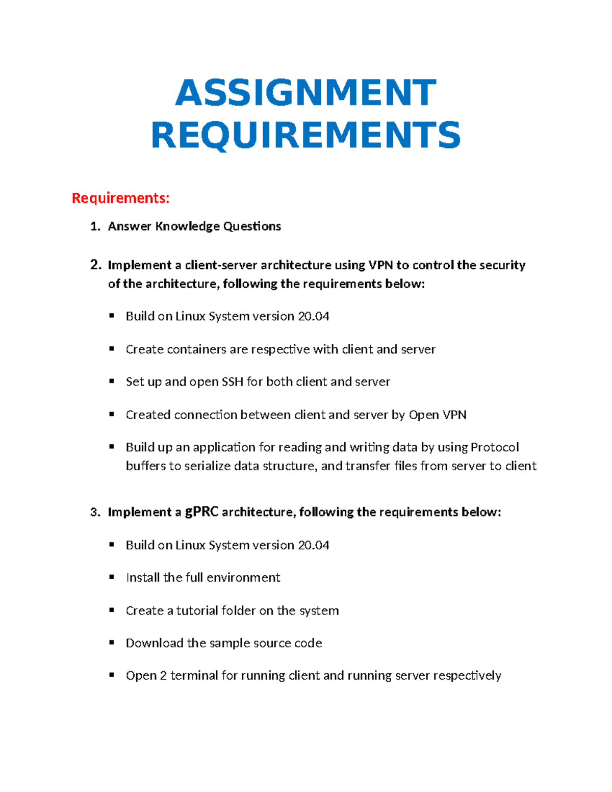 Assignment Requirements - ASSIGNMENT REQUIREMENTS Requirements: Answer ...
