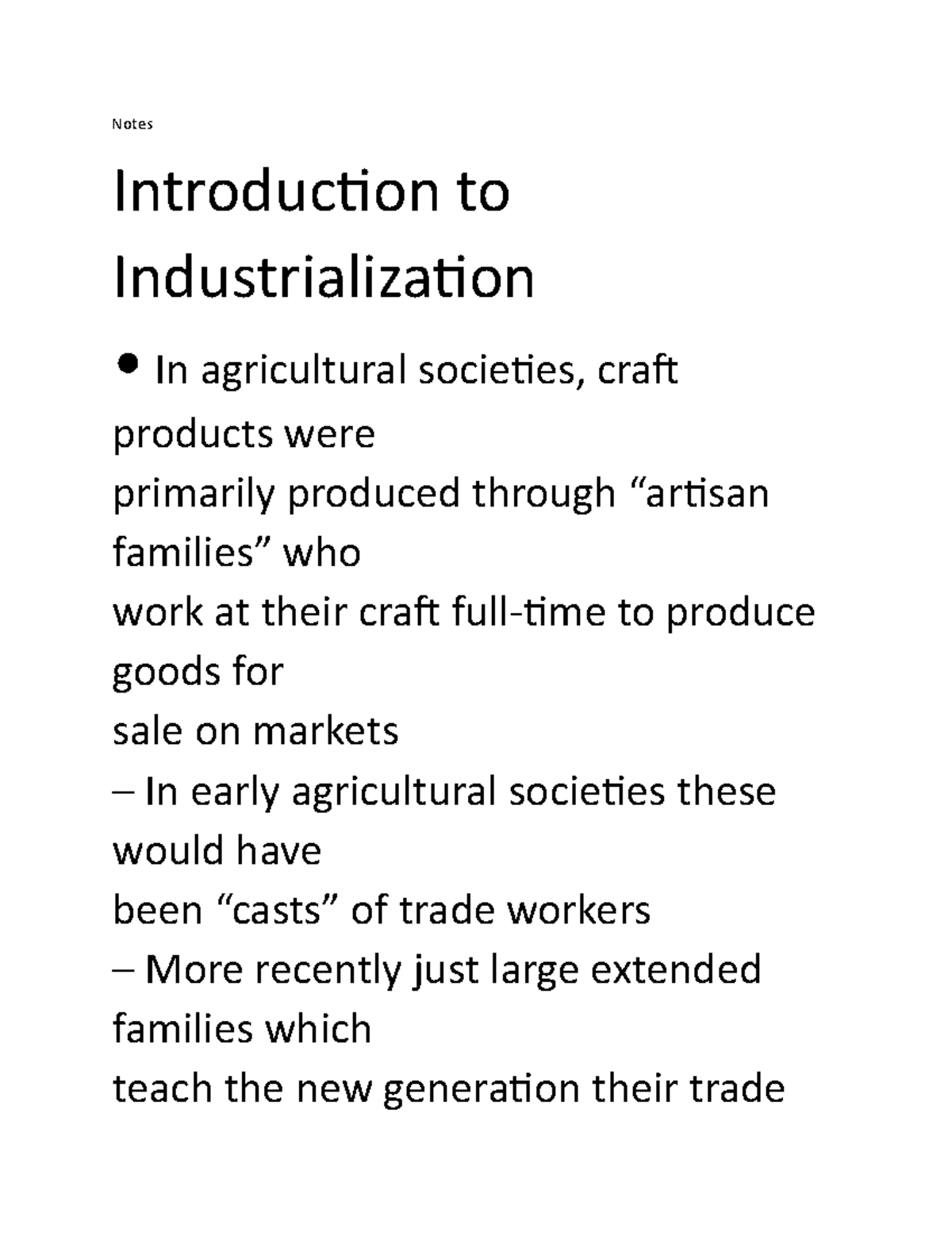Document 69 - human - Notes Introduction to Industrialization In ...