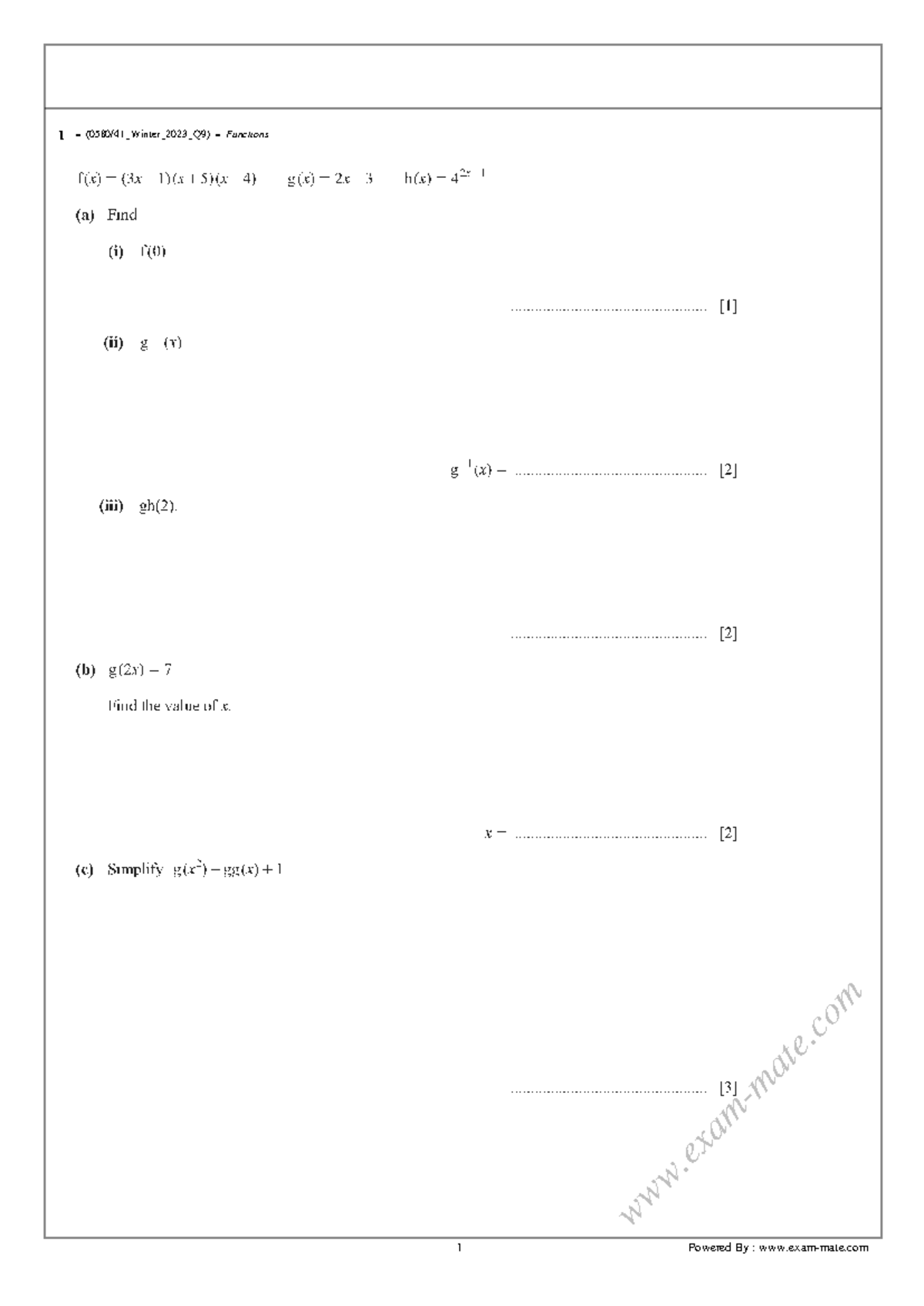1a - Functions Statistics Differentiation Circle Theorems - 1 - (0580/ ...