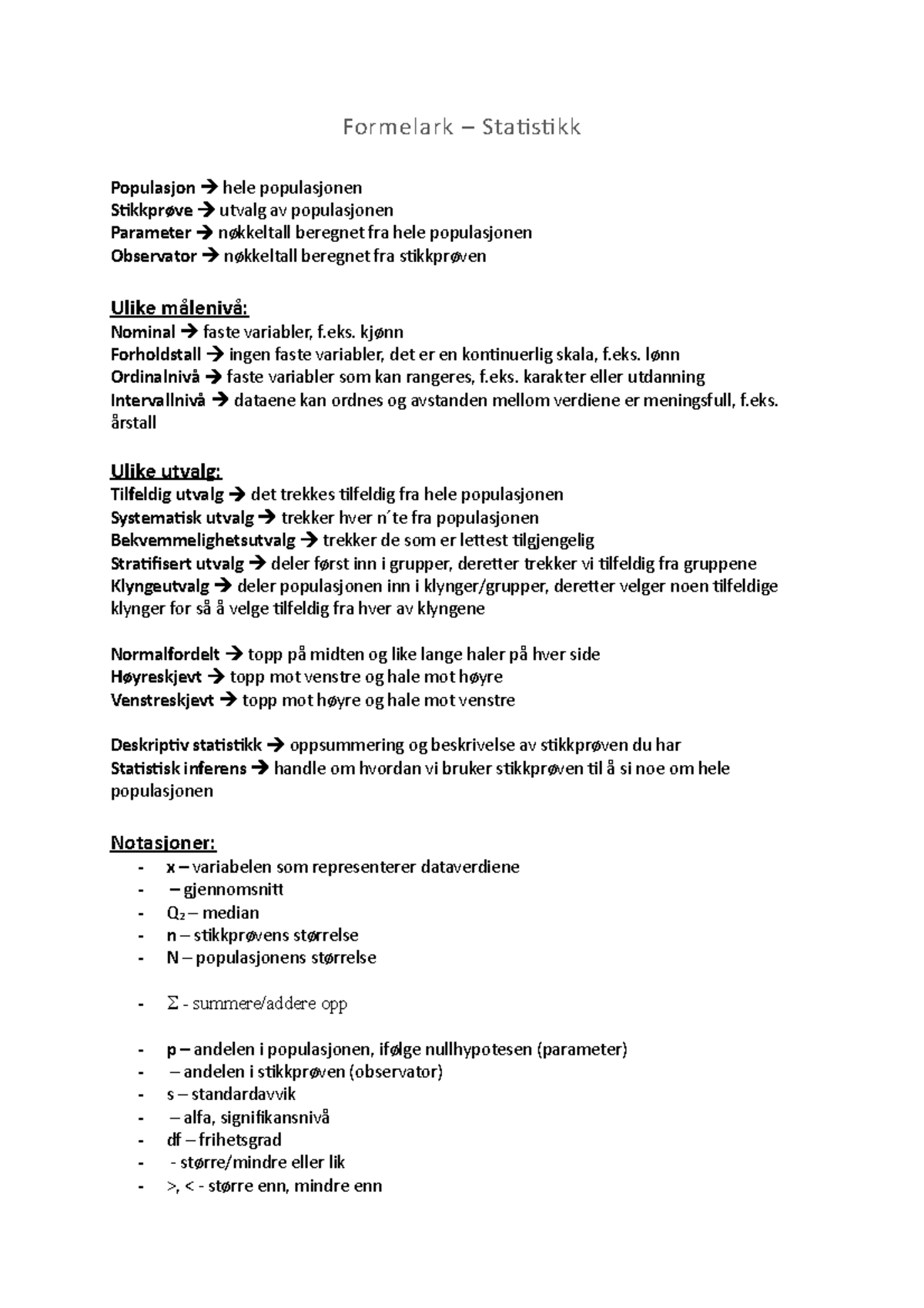 Formelark - kjønn Forholdstall ingen faste variabler, det er en ...