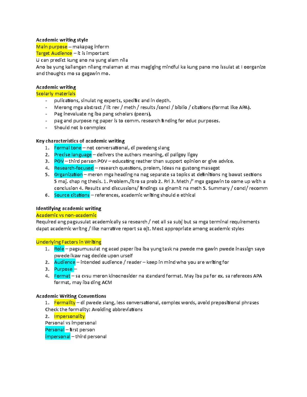 Academic writing style - Methods Of Research - Studocu