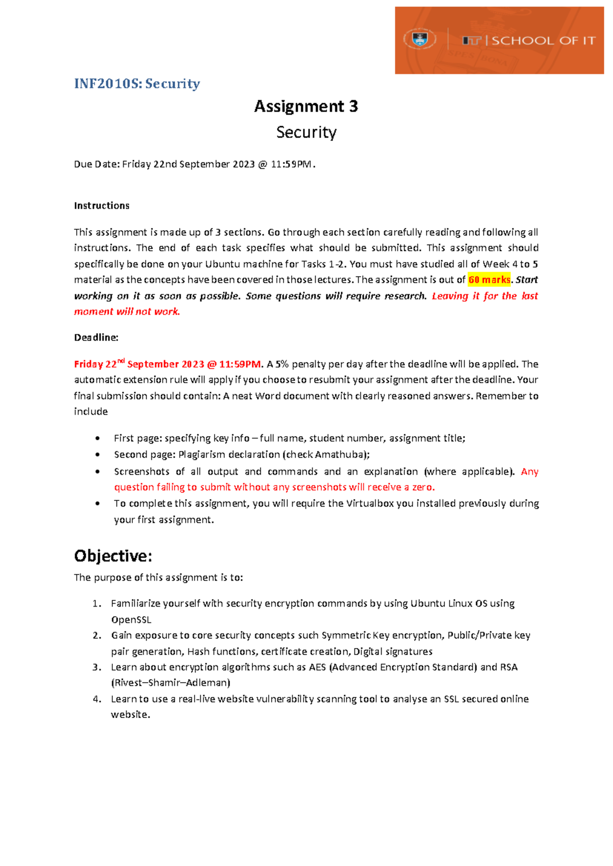 Security Assignment INF2010 S 2023 - INF2010S: Security Assignment 3 ...