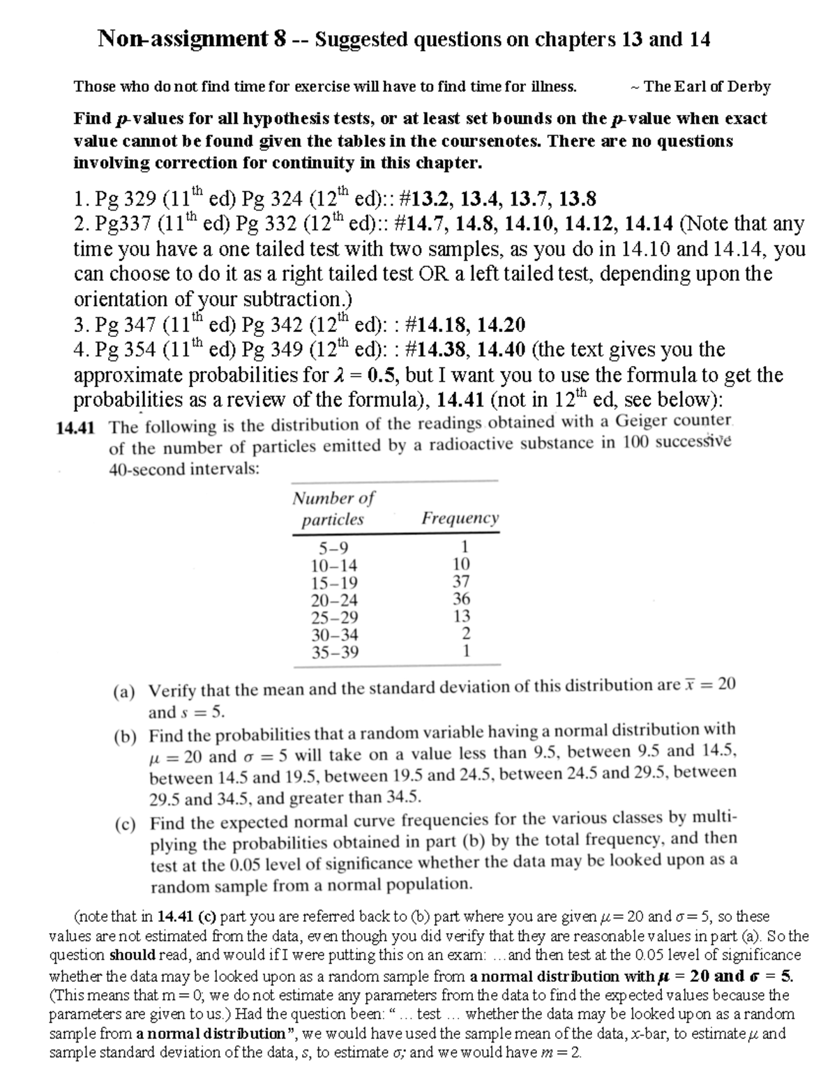 Assignment 8 - Non-assignment 8 - Suggested questions on chapters 13 ...
