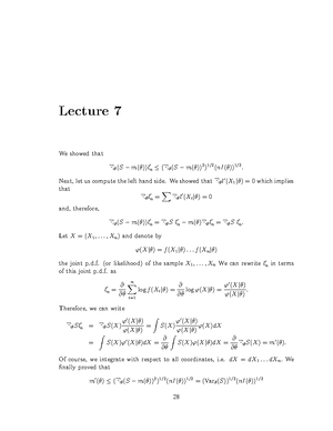 Rao-Cramer inequality - Lecture 6 Let us compute Fisher information for ...