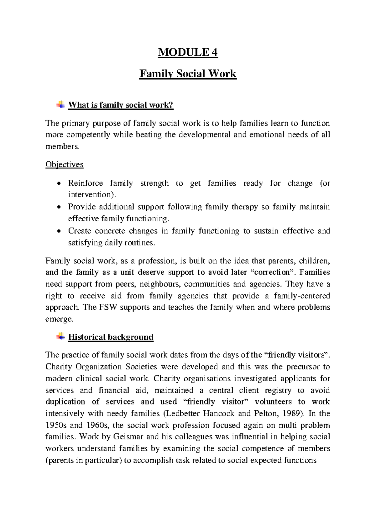 Module 4- family social work - MODULE 4 Family Social Work What is ...