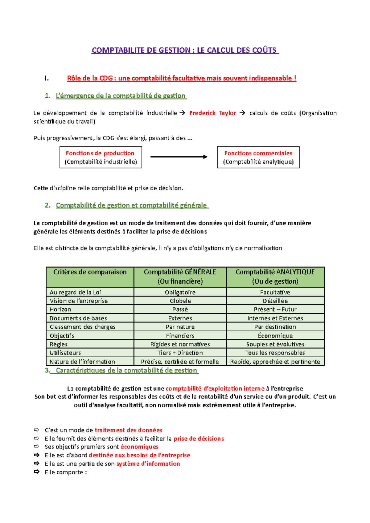 Chapitre 1 le calcul des couts - COMPTABILITE DE GESTION : LE CALCUL ...
