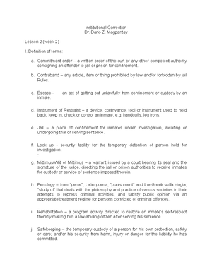 Lesson 1 - Institutional Correction Dr. Dario Z. Magpantay Lesson 1 ...