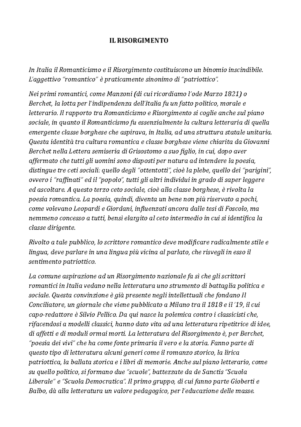 Risorgimento Italiano - IL RISORGIMENTO In Italia il Romanticismo e il Risorgimento ...