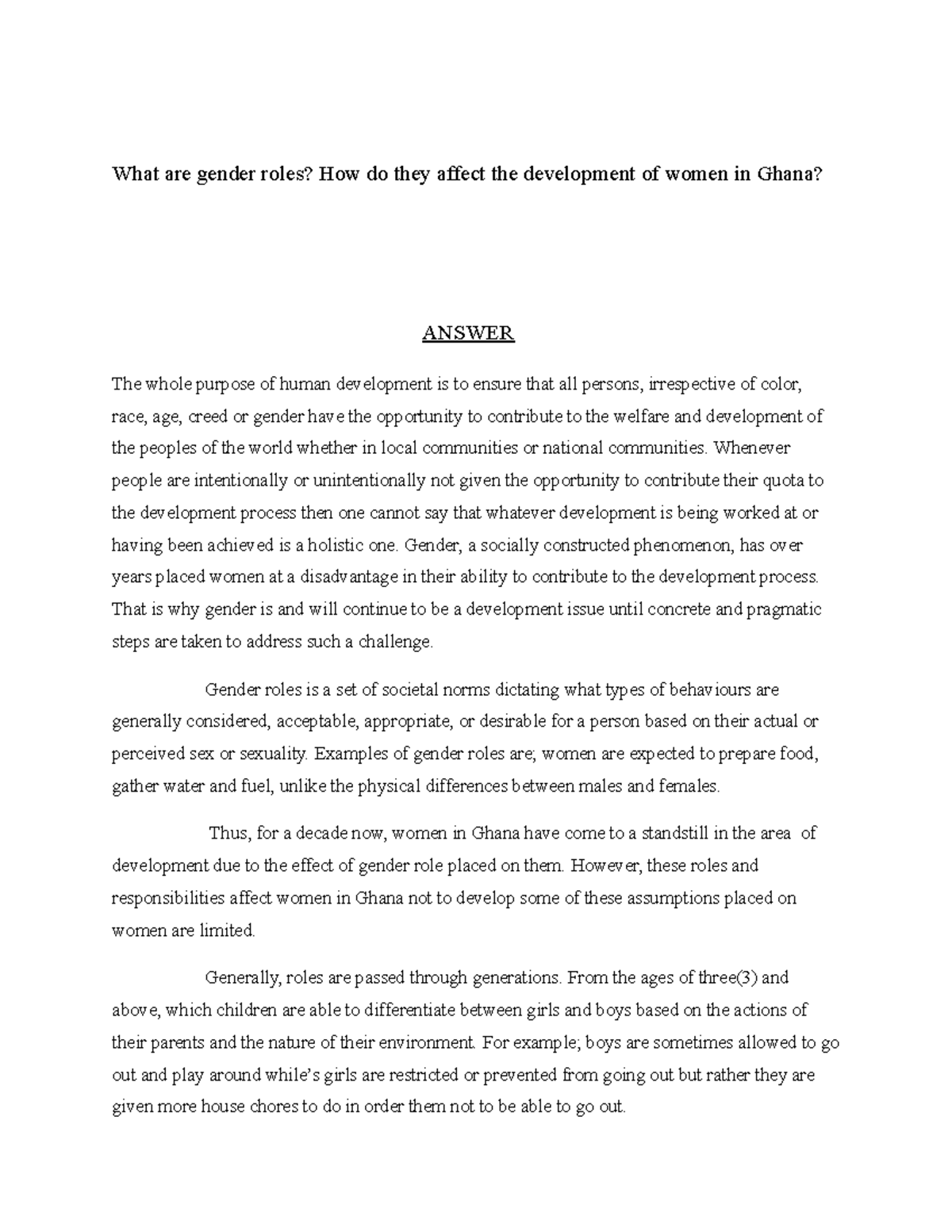 Gender and development - What are gender roles? How do they affect the ...