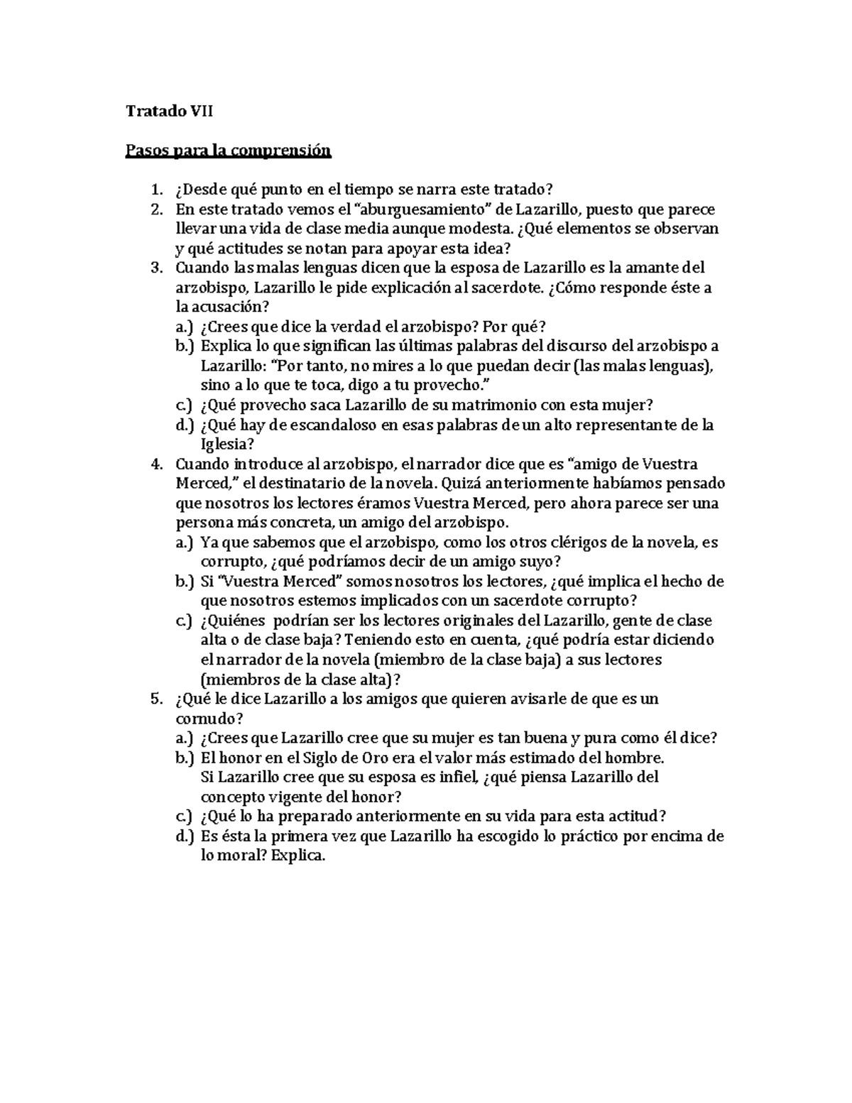 Tratado VII preguntas comprension 1-6 PDF - Tratado VII Pasos para la ...