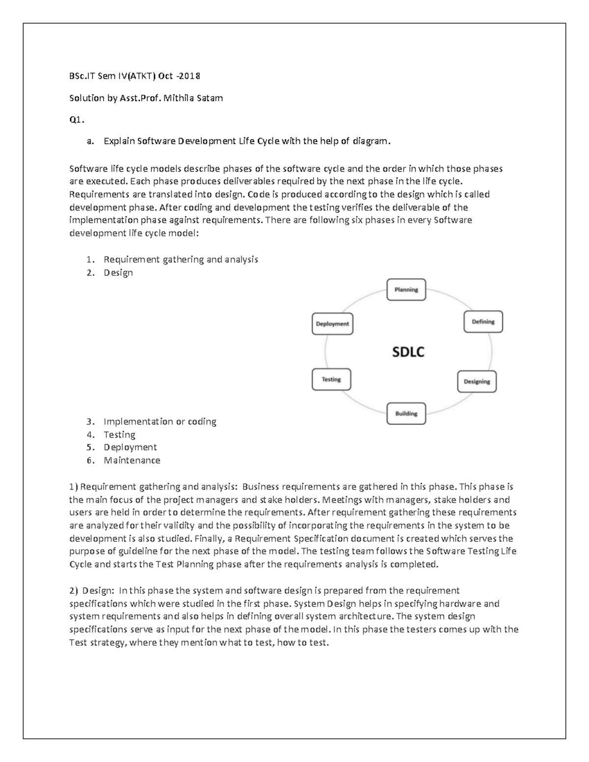 SESolution OCT 18 - BSc Sem IV(ATKT) Oct - Solution by Asst. Mithila ...