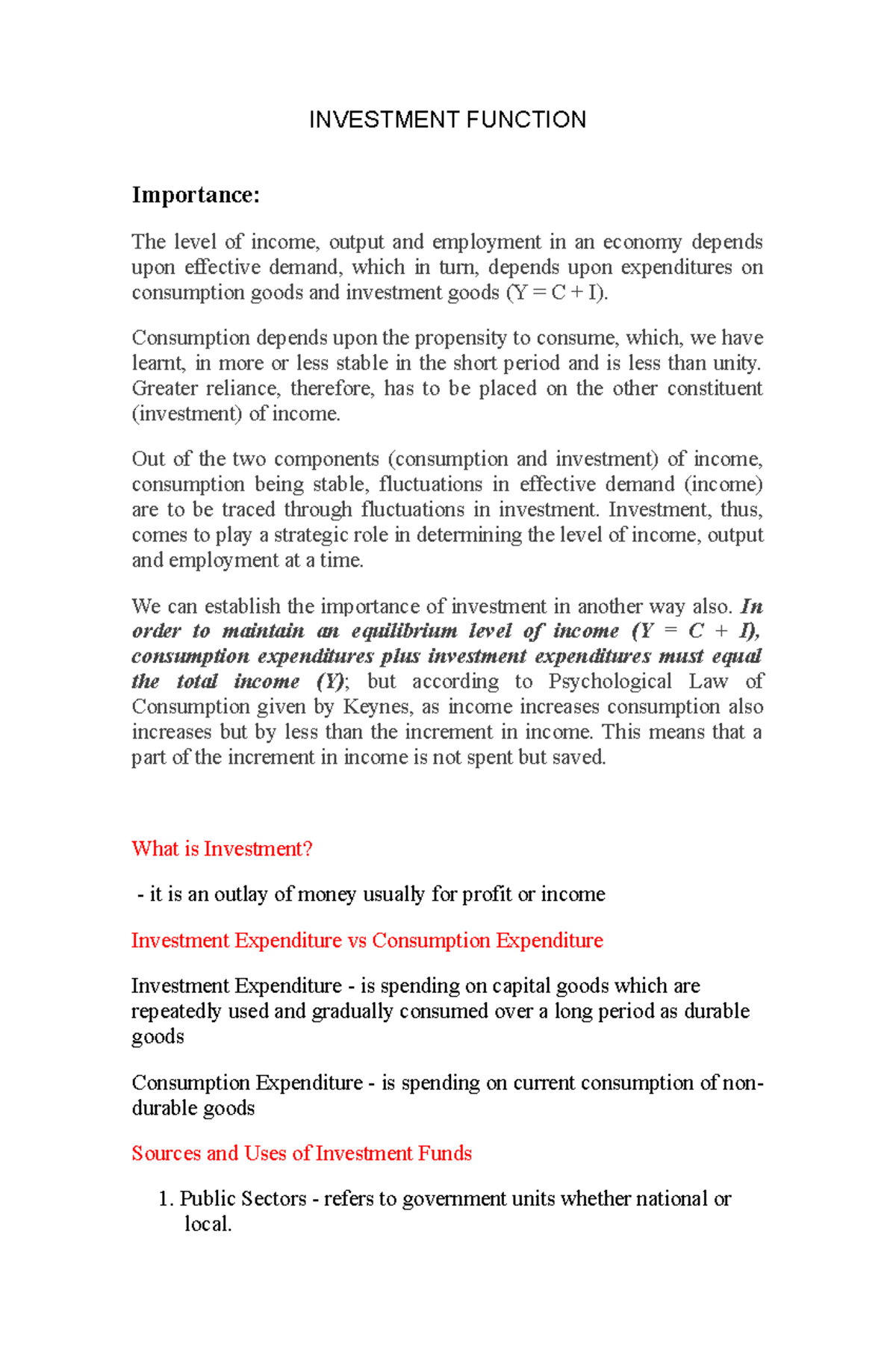 F-Investment-Function for accounting students notes - INVESTMENT ...