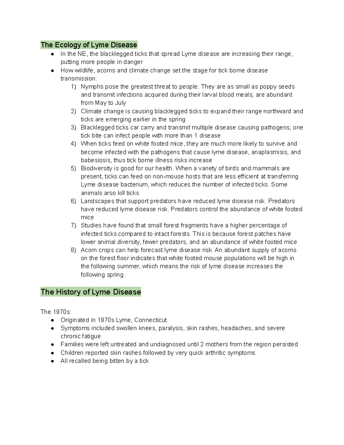 Unit 1 Session 1 Reading - The Ecology of Lyme Disease In the NE, the ...
