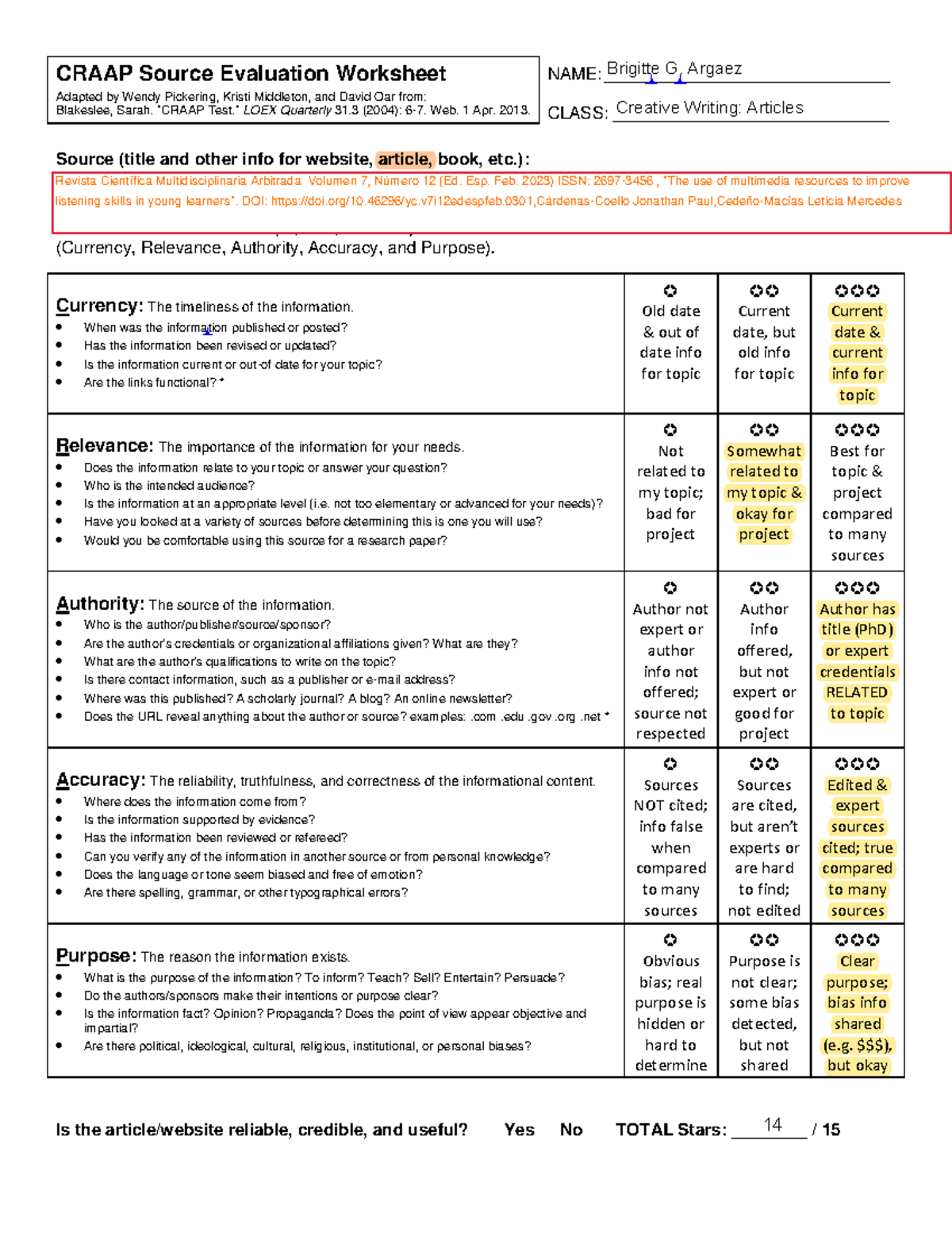 Craap Test 3 Teat To Evaluate Articles Craap Source Evaluation