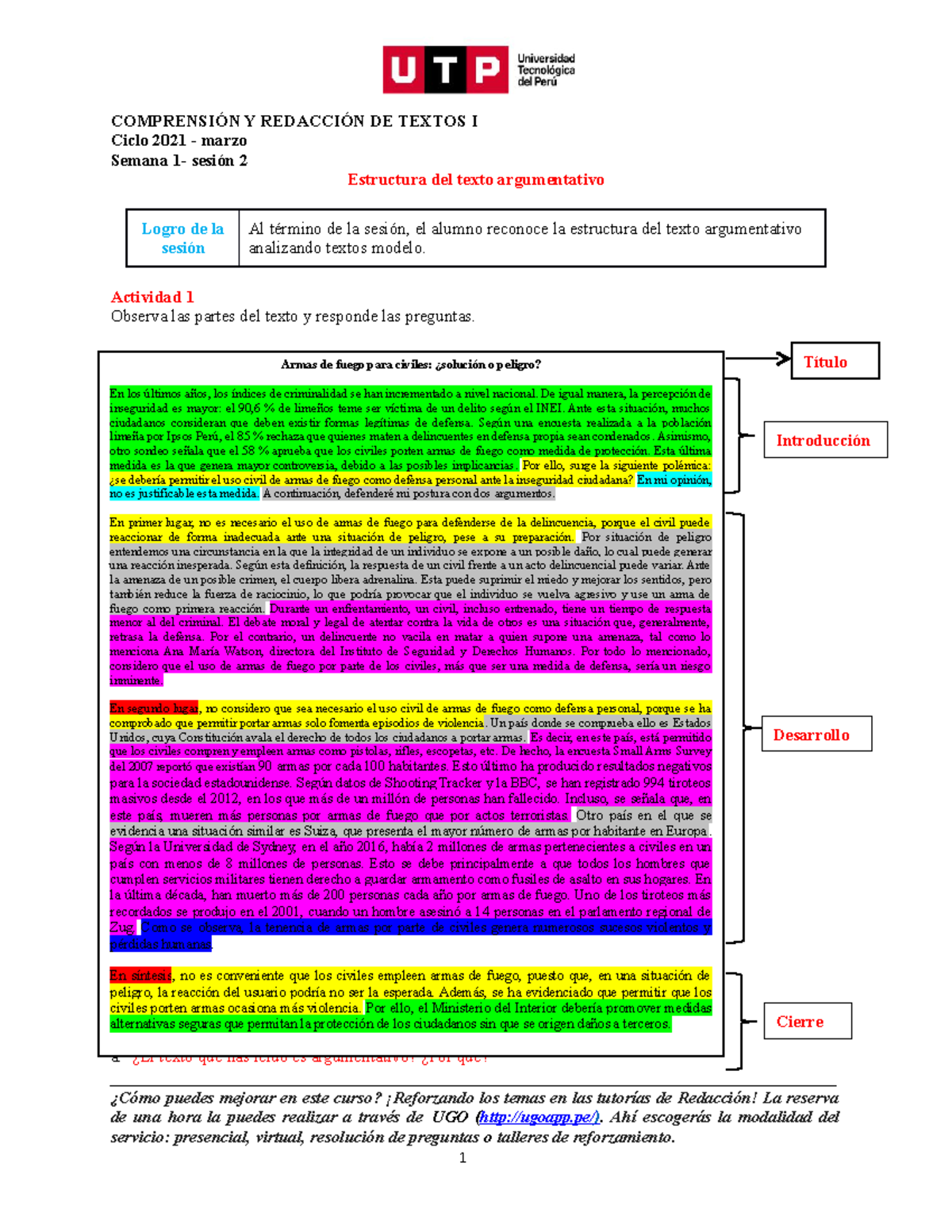 S01-s2-tarea - Ejercicios de la Estructura del texto argumentativo ...